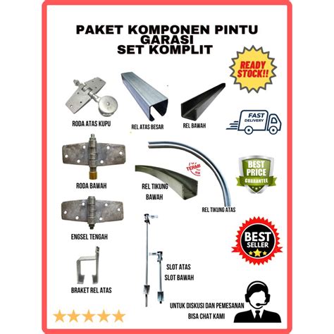 Jual Paket Komponen Pintu Garasi Tikung 3meter 6 Daun Pintu Rel Besar