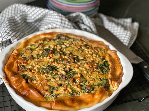 Vegetarische Quiche Met Spinazie En Feta Familie Over De Kook