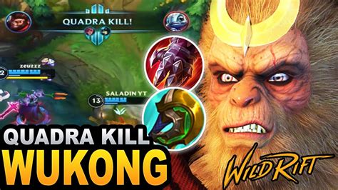 WILD RIFT QUADRA KILL WUKONG GAMEPLAY YouTube
