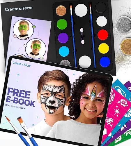 Kit De Pintura Facial Para Niños 32 Plantillas 8 Colores Envío gratis