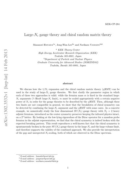 pdf large n c gauge theory and chiral random matrix theory