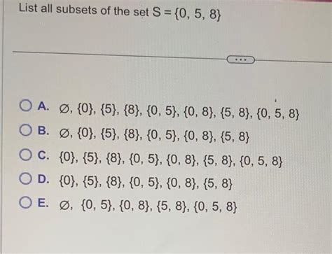 Solved List All Subsets Of The Set S A Chegg