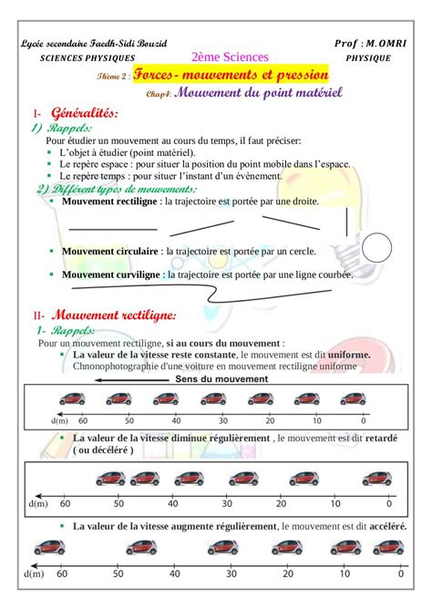 Mouvement Et Vitesse Cours Me