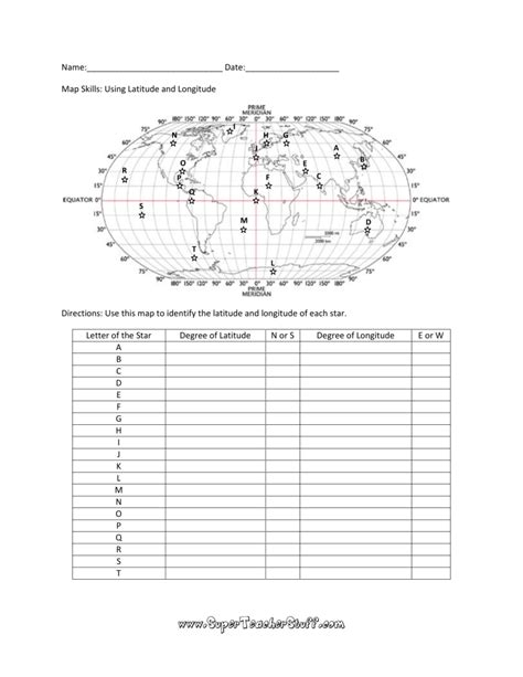 Latitude And Longitude Worksheet