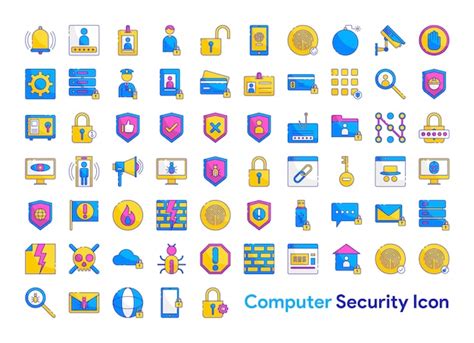 Conjunto de iconos de seguridad informática Vector Premium