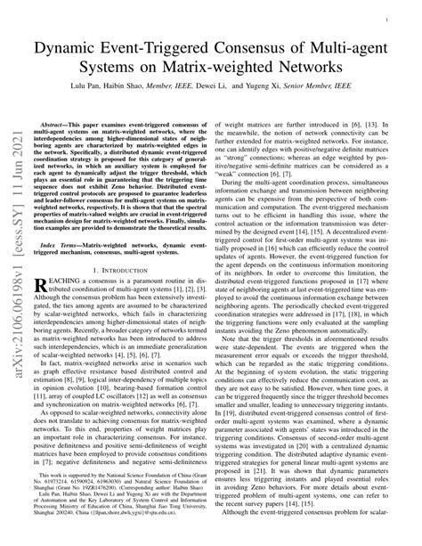 pdf dynamic event triggered consensus of multi agent systems on matrix weighted networks