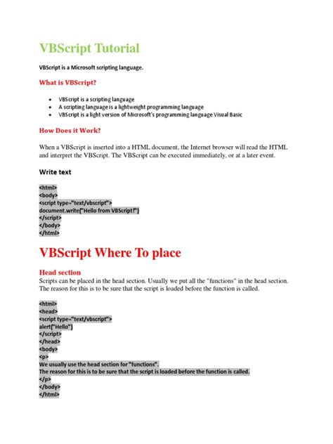 vbscript tutorial pdf control flow computer programming