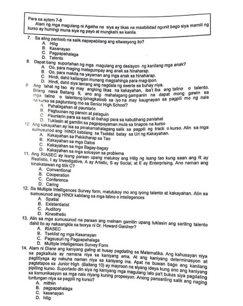 Para Sa Aytem 7 8 Alam Ng Mga Magulang Ni StudyX