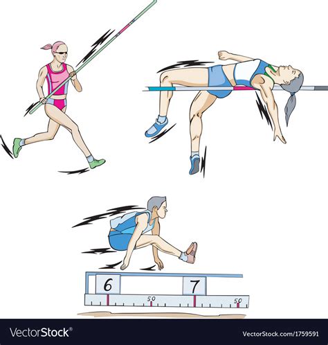 Pole Vault High Jump And Long Jump Royalty Free Vector Image