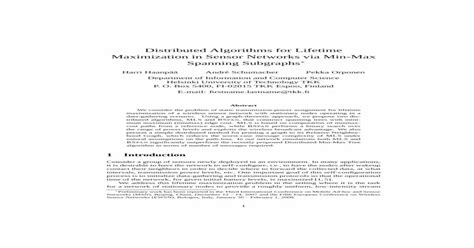 distributed algorithms for lifetime maximization in sensor networks via min max spanning