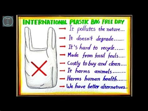 Say No To Plastic Drawing Plastic Bag Free Day Poster World
