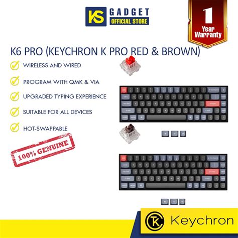 Keychron K6 Pro QMK VIA Change Key Mechanical Keyboard Bluetooth Wired