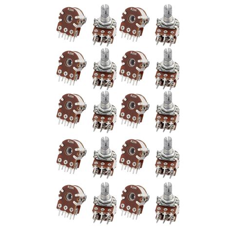 Buy Aexit 20pcs B20K Control Electrical 20K Ohm Type B Dual Linear