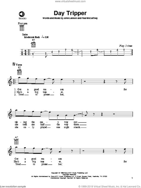 Day Tripper Sheet Music For Ukulele PDF Interactive