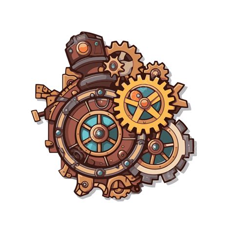 Retro Steampunk Engine Design Vector Illustration Clipart Engine