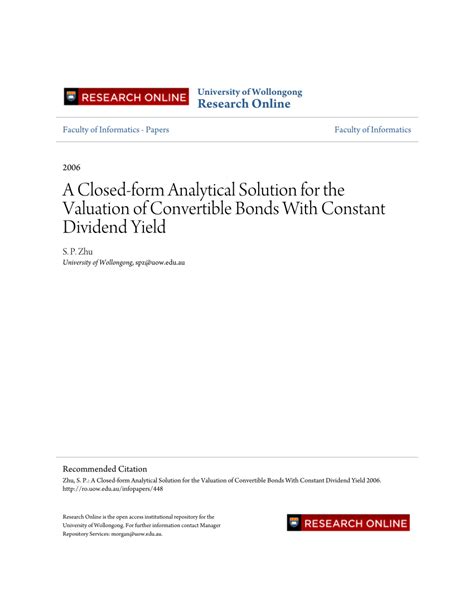 pdf a closed form analytical solution for the valuation of convertible bonds with constant