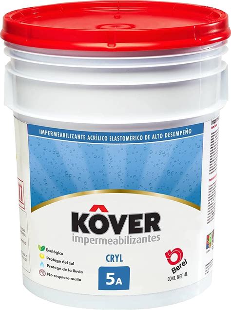 Kover Cubeta De 19 Litros De Impermeabilizante Acrilico Cryl Blanco 5