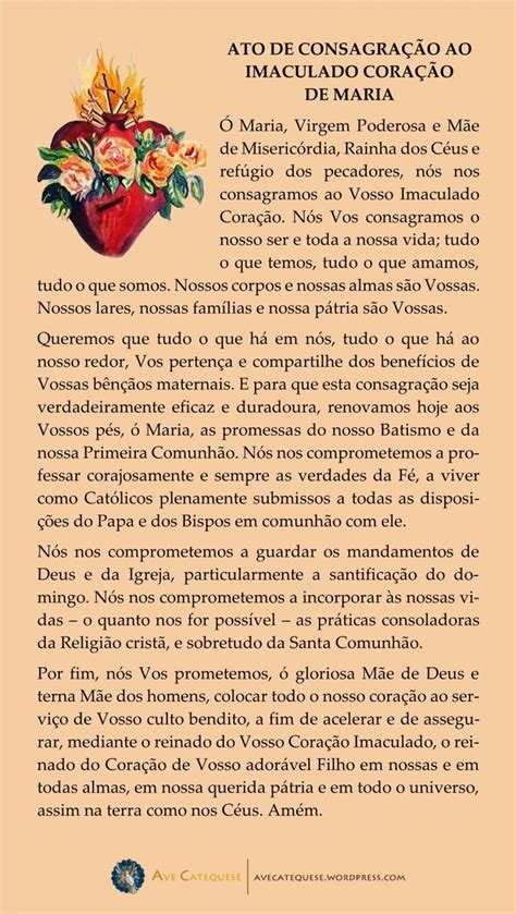 Ato de Consagração ao Imaculado Coração de Maria Imaculado coração de
