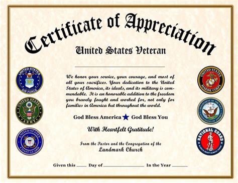 Free Printable Certificates For Veterans