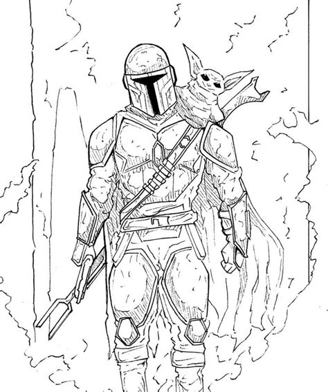 The Boba Fett Coloring Page Is Shown In This Image It Looks Like He Has