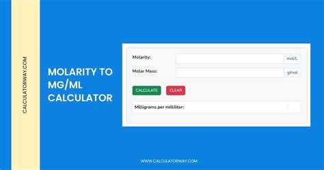 Molarity To Mg Ml Calculator Calculatorway