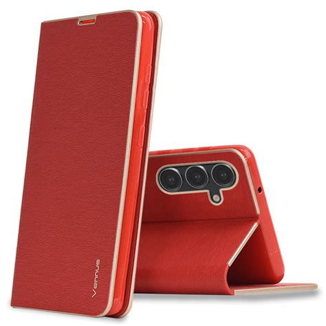 eleganckie zamykane etui do samsung galaxy a54 5g czerwone szkło
