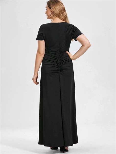 Black Xl Monochrome Empire Waist Plus Size Maxi Dress Rosegal