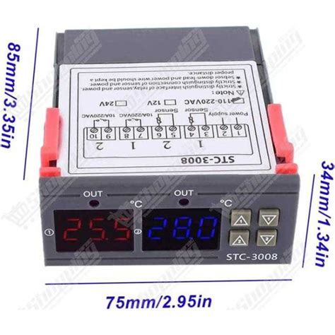 Contrôleur de température thermostat STC 3008 dual AC 110 220V