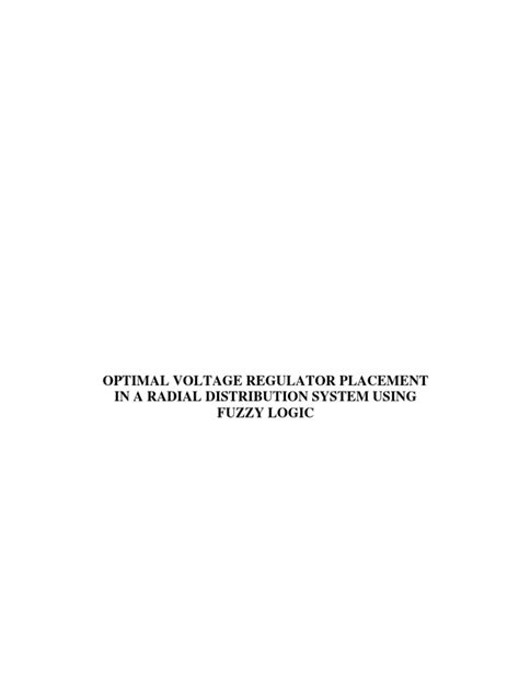optimal voltage regulator placement in a radial distribution system using fuzzy logic pdf