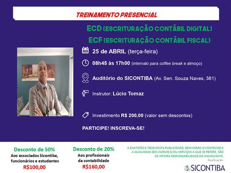 Curso PRESENCIAL em 25 de abril ECD Escrituração Contábil Digital e