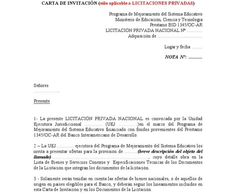 Modelo Carta Invitacion A Licitacion Images And Photos Finder