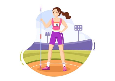 Ilustración de atleta de lanzamiento de jabalina usando una herramienta