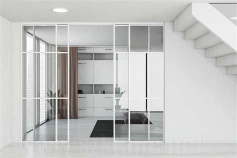 Drzwi loftowe białe przesuwne w domu Glass Designer Majster Szklarz