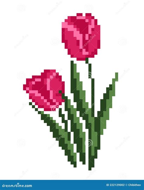 Pixel Art Flower Grow Vector Icon Logo CartoonDealer 128680490