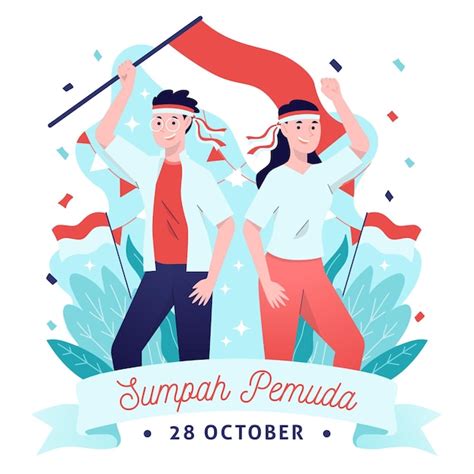 Premium Vector Hand Drawn Sumpah Pemuda