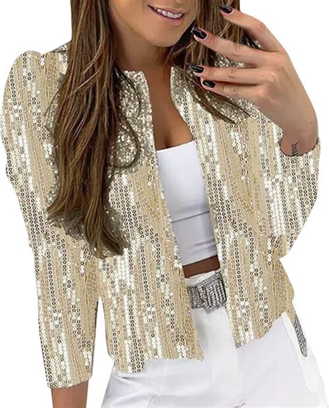 Blazer Women S Short Summer Sequin Blazer Silver Blazer Jackets Long