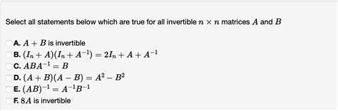 Solved Select All Statements Below Which Are True For All Chegg
