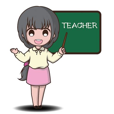 Estilo De Personaje De Dibujos Animados Lindo Profesor Vector Premium
