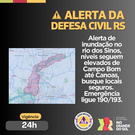 Alerta de inundação no rio dos Sinos os níveis seguem elevados desde