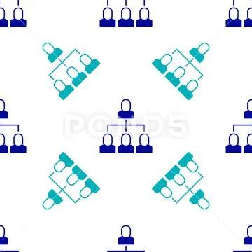 Blue Business Hierarchy Organogram Chart Infographics Icon Isolated