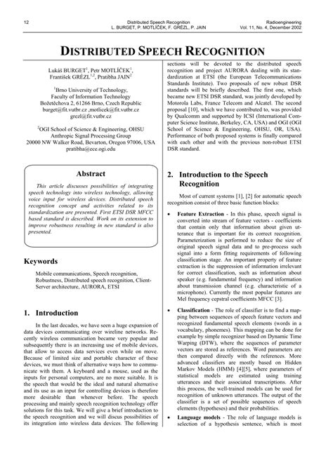 pdf distributed speech recognition