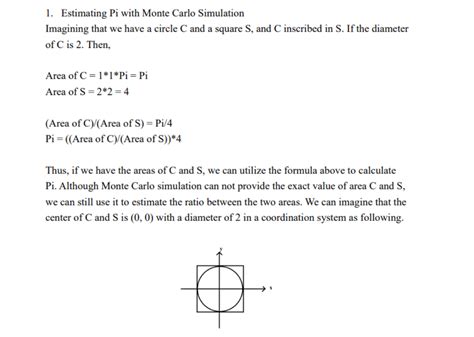 solved 1 estimating pi with monte carlo simulation