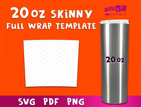 20 Oz Skinny Tumbler Template Vector Crocut SVG PNG PDF For Etsy UK