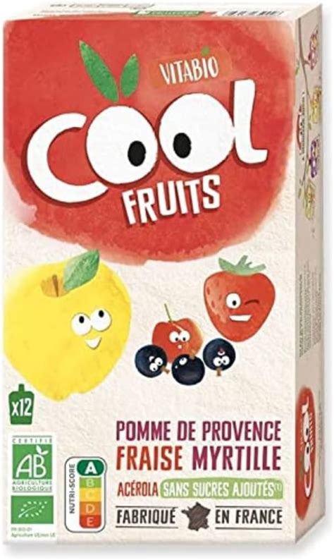 Vitabio Cool Gourdes Fruits Pomme Fraise Myrtille 12x90 G Compote