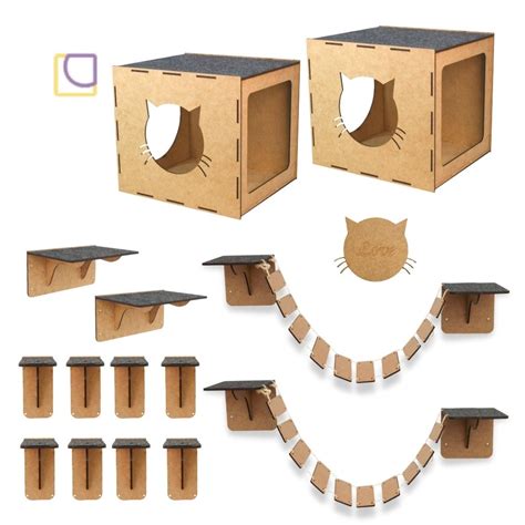 Kits Playground Para Gato Arranhador Nicho Ponte Prateleira