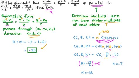 question video finding unknown coefficients in the equation of two straight lines in three