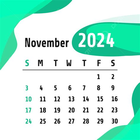 Monthly Calendar November 2024 Vector November 2024 Calendar November