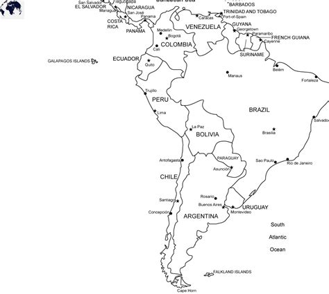 Printable Labeled South America Map With Countries In PDF