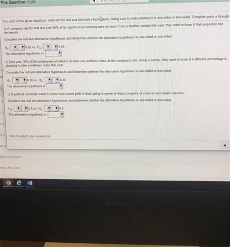 solved for each of the given situations write out the null