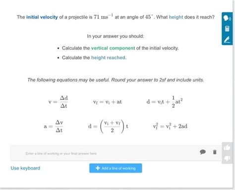 solved the initial velocity of a projectile is 71 ms−1 at an